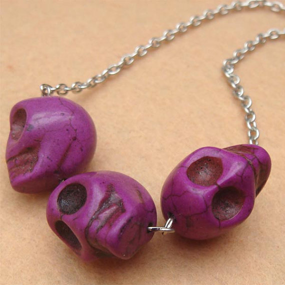 Purple Turquoise Skull Necklace on Luulla