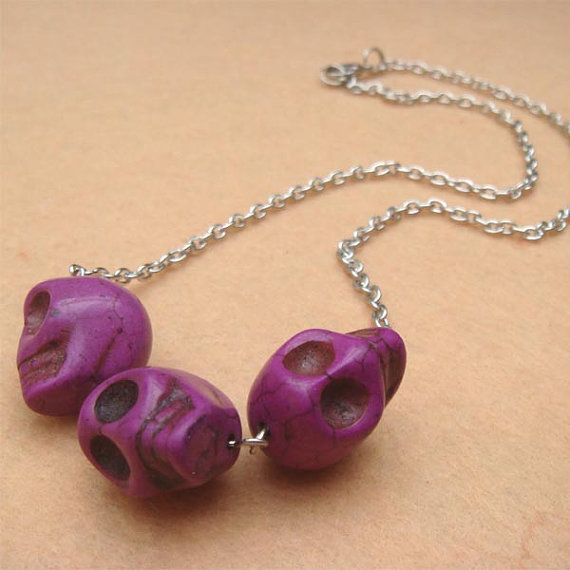 Purple Turquoise Skull Necklace on Luulla